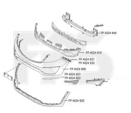 Решітка бампера Kia Sportage 10-15 середня (FPS) 865613U000 FP 4024 910 ...